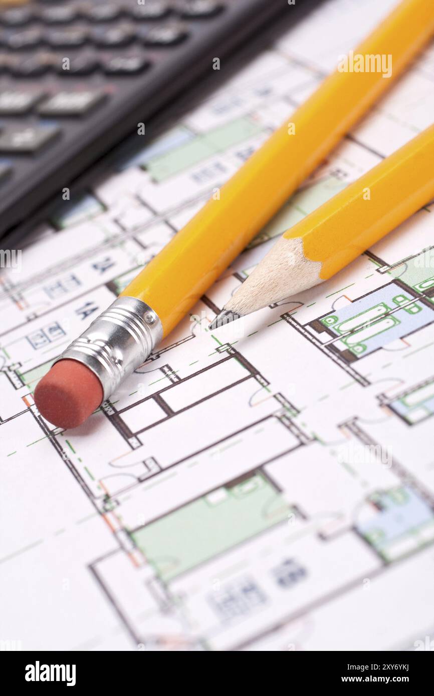 Engineering and architecture drawings with pencil Stock Photo - Alamy