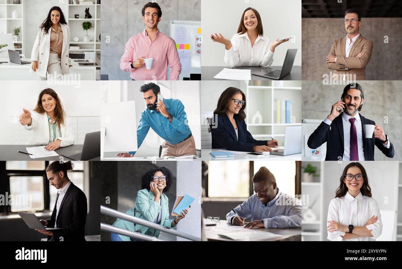 Diverse Group of Professionals Engaged in Various Office Activities ...