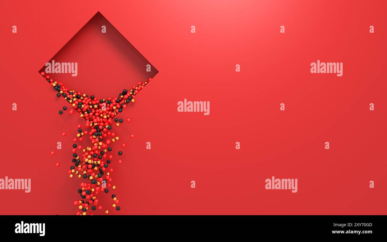 marbles falling from an alcove, red background - abstract concept for ...