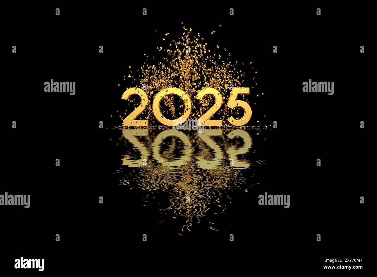 Golden confetti text 2025 hi-res stock photography and images - Alamy