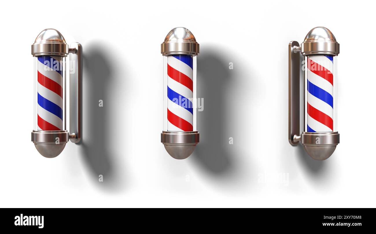 barber's pole, different point of view - white background - 3D ...