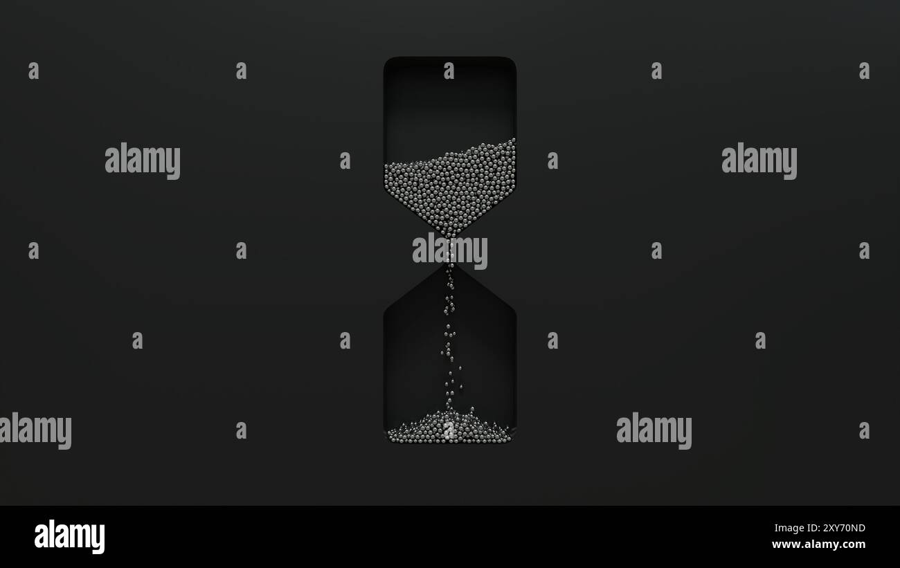 an hourglass with chrome spheres who symbolize the passing of time - 3D ...