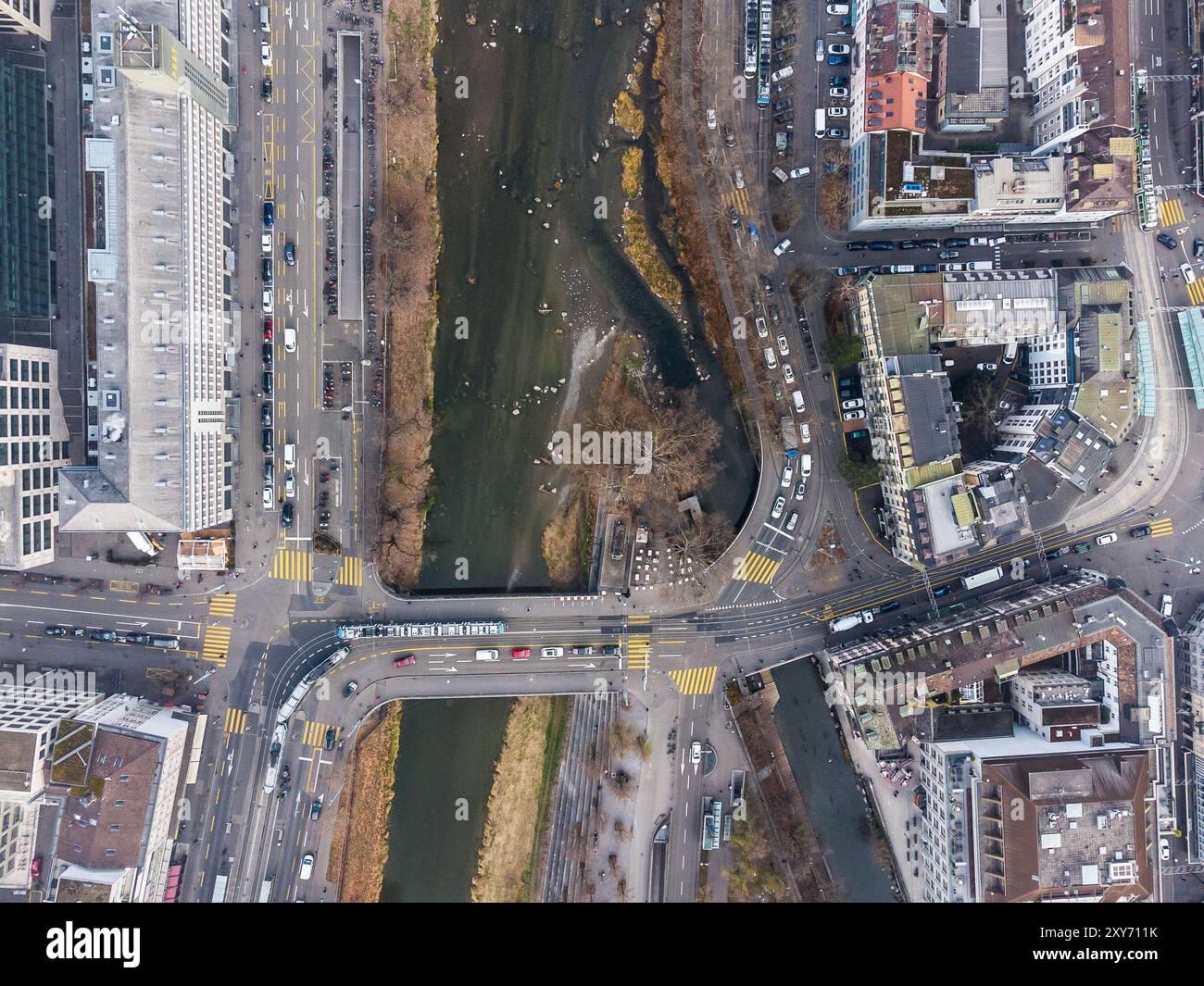 Zurich, Switzerland: Top down view of Zurich city center by the train ...