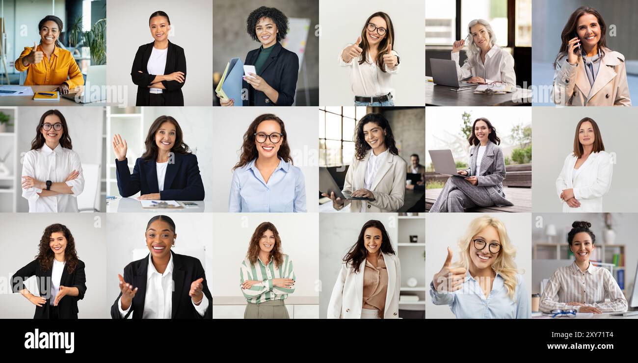 Diverse Group of Professional Women Engaged in Work Activities Stock ...