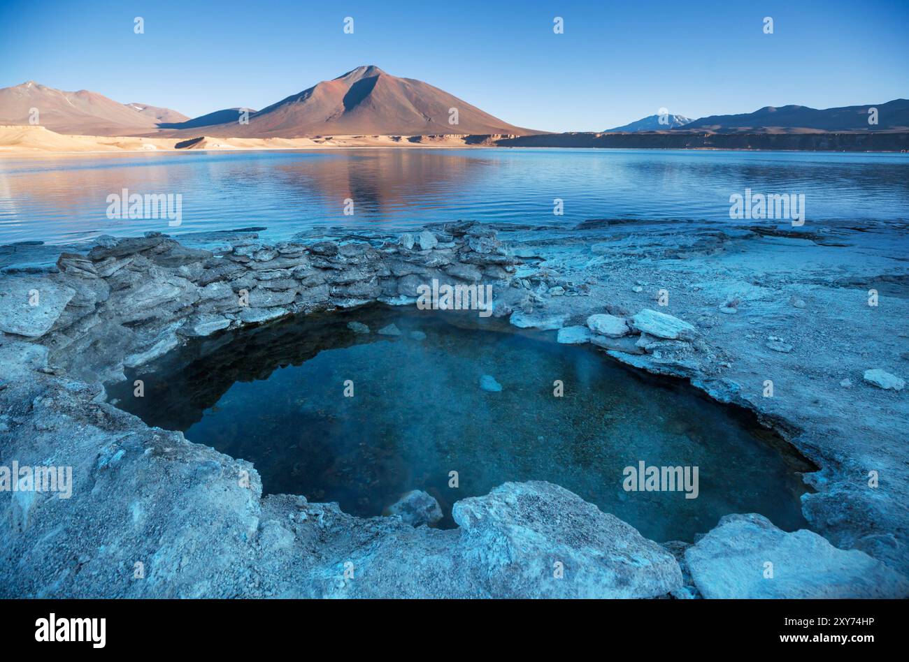 Natural Hot Spring in Atacama desert, Chile, South America Stock Photo ...