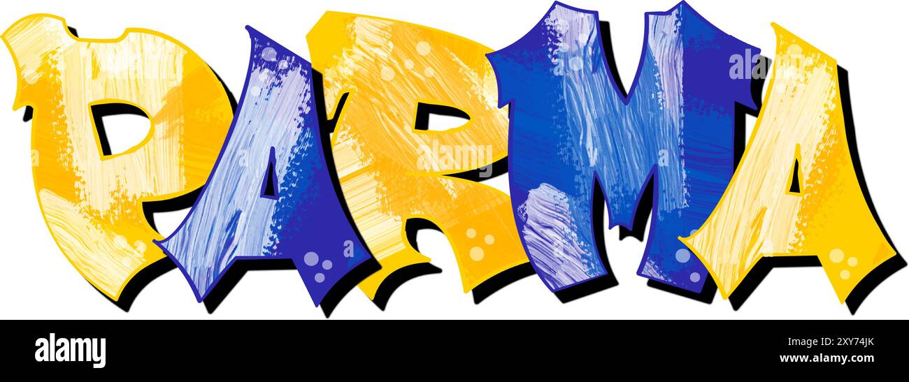 Parma - city name -word - Vector Graphics - yellow and blue graffiti on ...