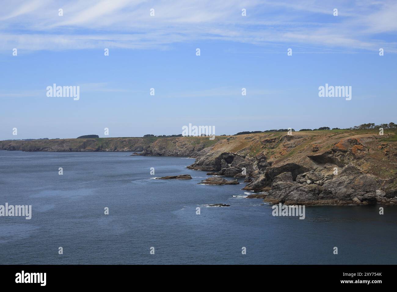 View north along the coast from Pointe du Skeul, Belle Ile en Mer ...