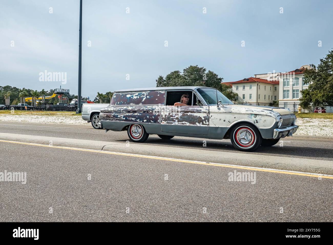 Gulfport, MS - October 05, 2023: Wide angle side view of a 1962 Ford ...
