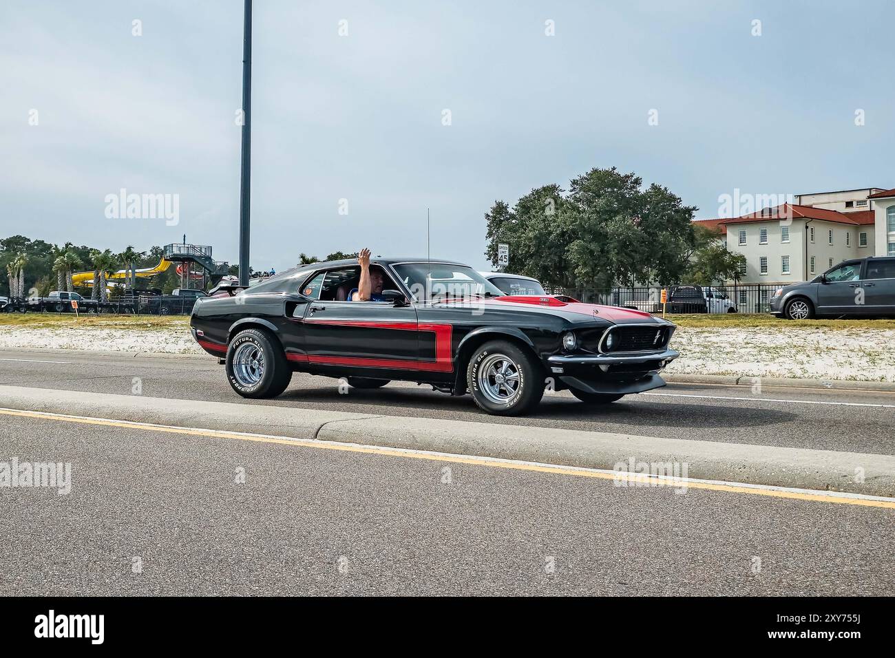 Gulfport, MS - October 05, 2023: Wide angle front corner view of a 1969 ...