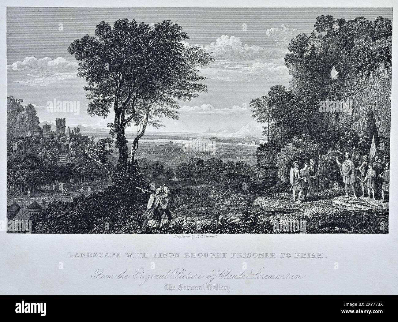 Greek Mythology, Landscape with Sinon brought prisoner to Priam, after ...