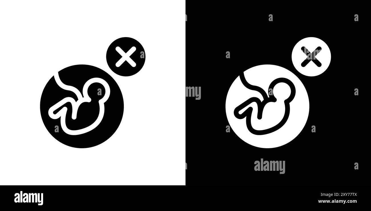 Abortion of fetus icon set in black and white color. simple flat vector ...