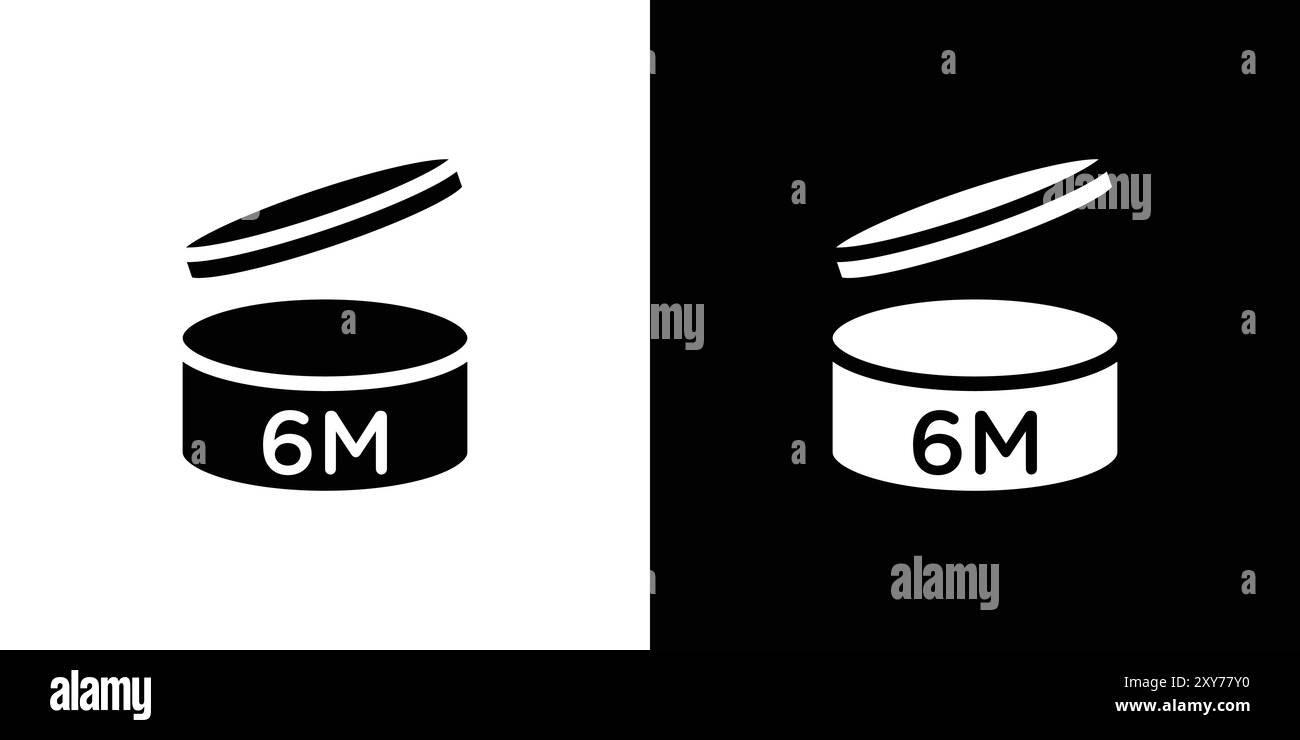 6 months PAO icon set in black and white color. simple flat vector ...