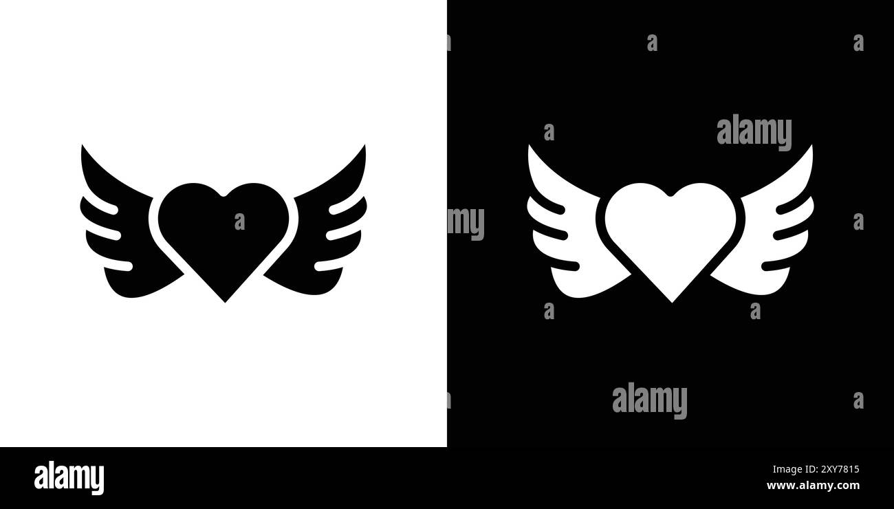 angel wing icon set in black and white color. simple flat vector Stock ...