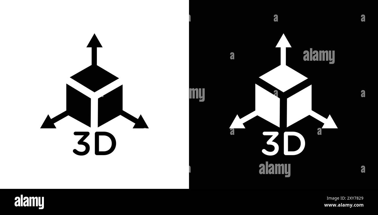 3D icon set in black and white color. simple flat vector Stock Vector ...