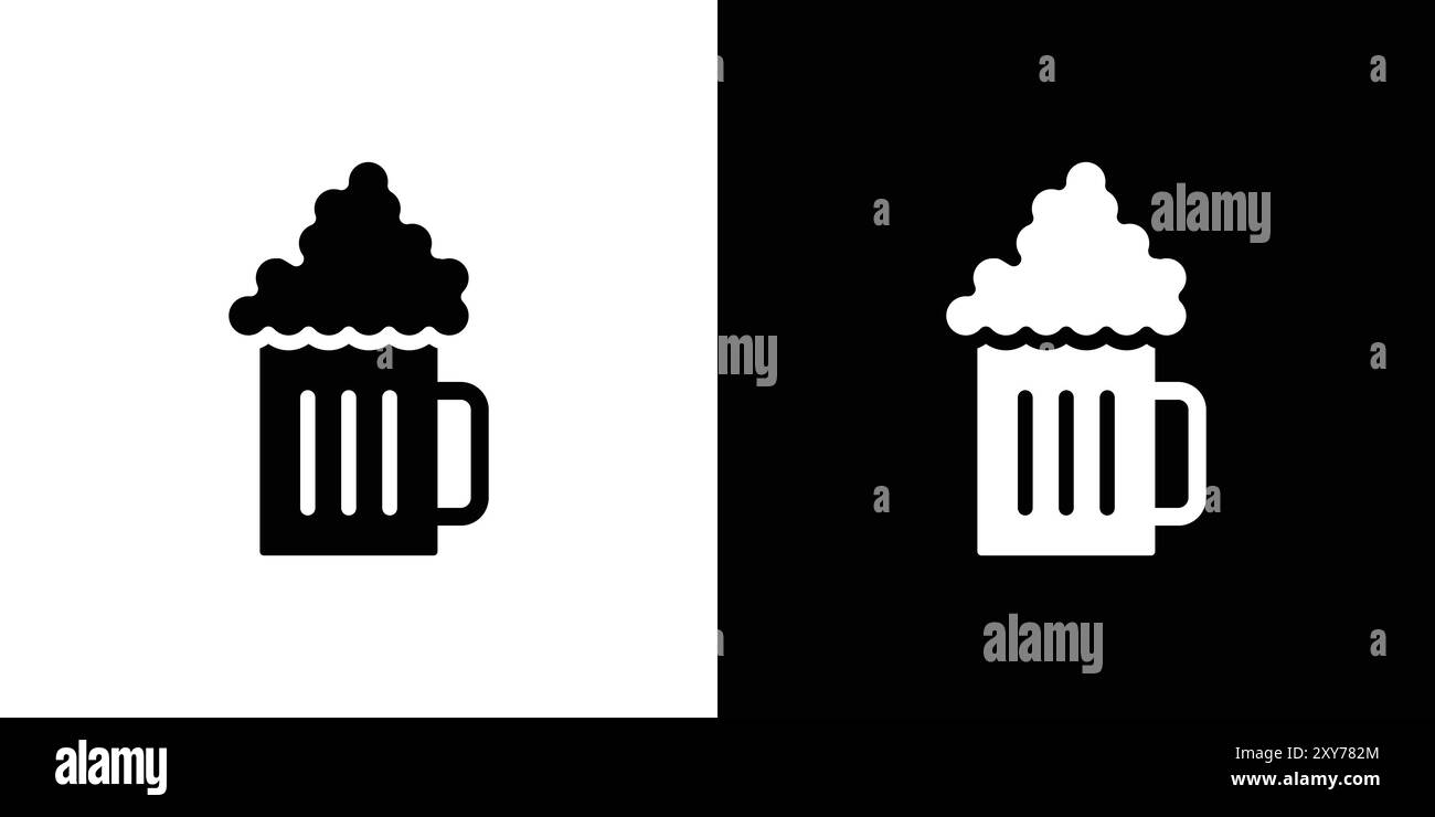 beer mug icon set in black and white color. simple flat vector Stock ...