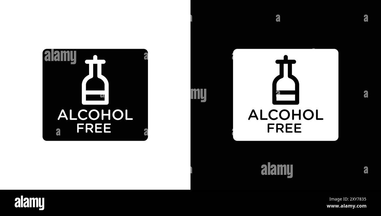 Alcohol free icon set in black and white color. simple flat vector ...