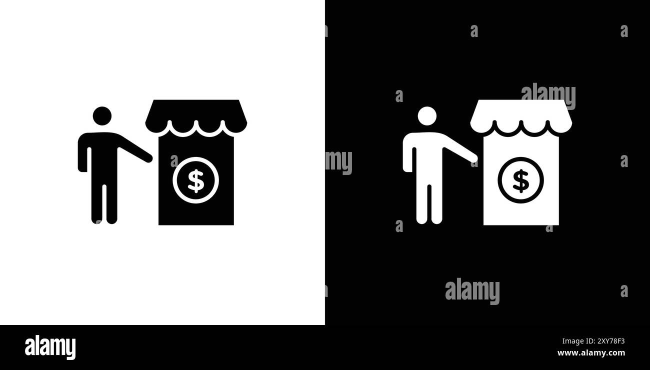 Buyer, shopper icon set in black and white color. simple flat vector ...