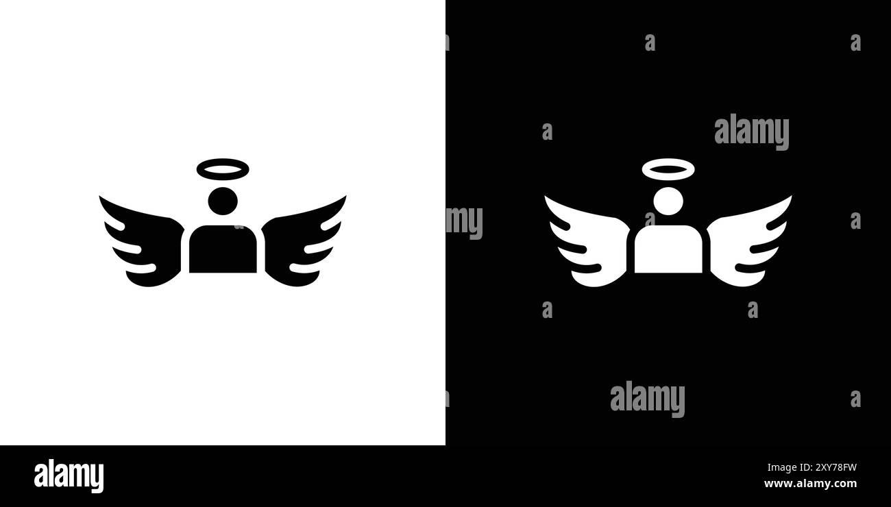 Angel icon set in black and white color. simple flat vector Stock ...