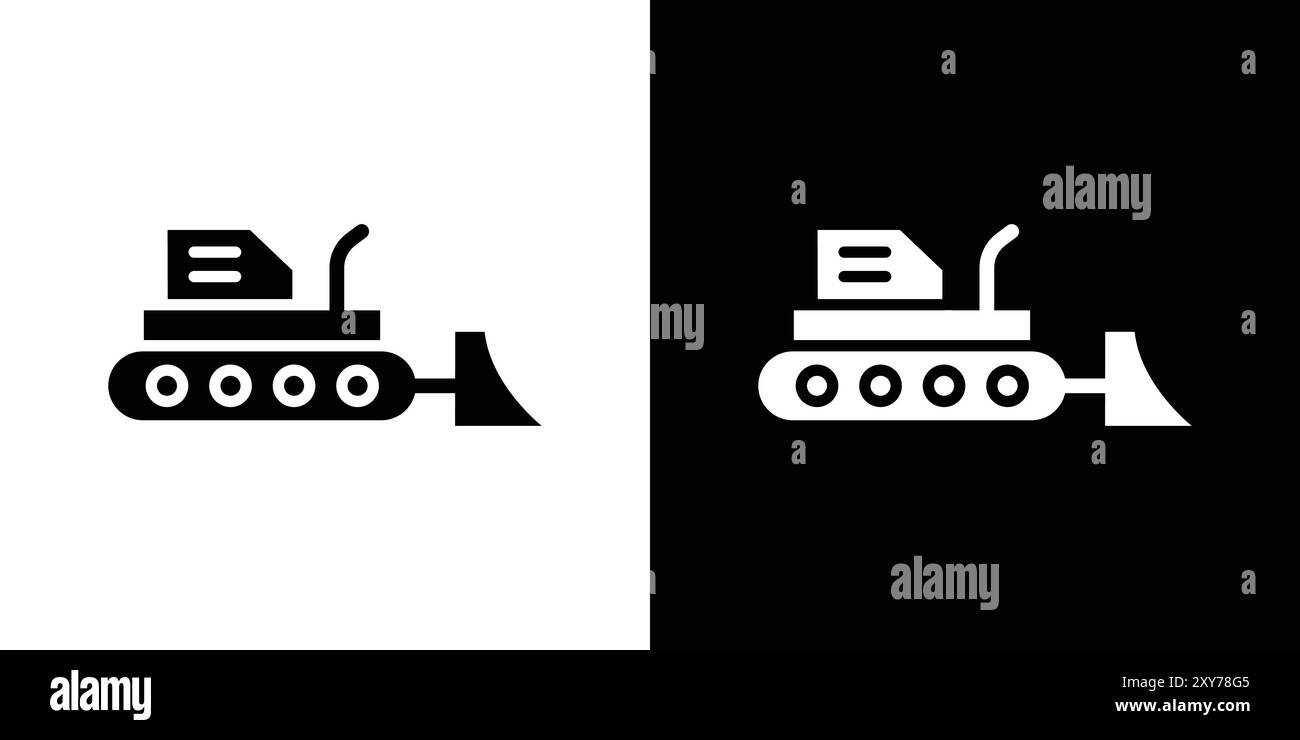 Bulldozer icon set in black and white color. simple flat vector Stock Vector Image & Art - Alamy