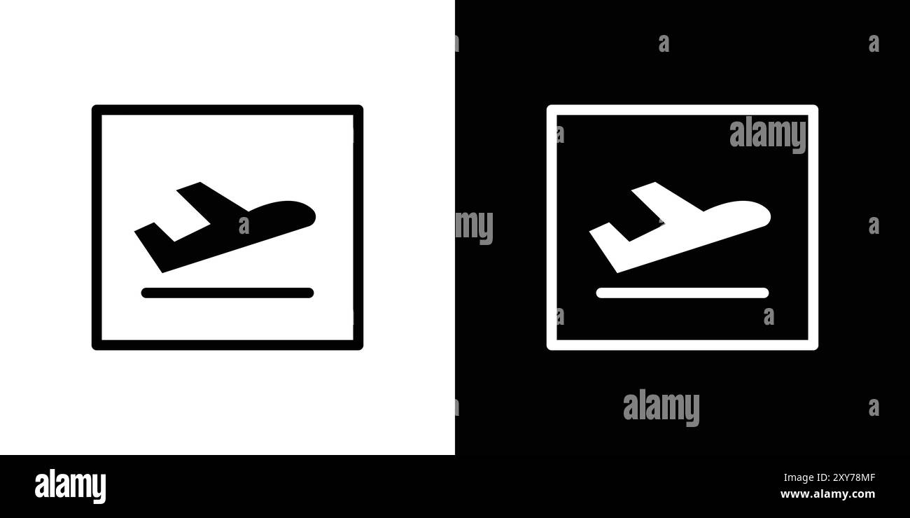 Arrivals plane icon set in black and white color. simple flat vector Stock Vector Image & Art ...