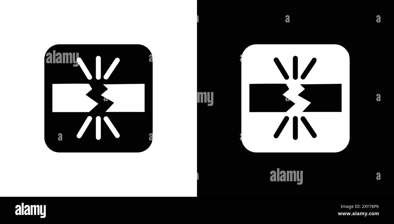 Breaking icon set in black and white color. simple flat vector Stock ...