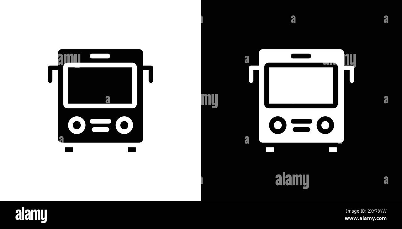Bus icon set in black and white color. simple flat vector Stock Vector ...
