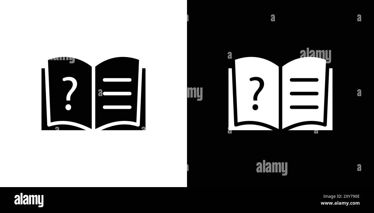 book with question mark icon set in black and white color. simple flat ...