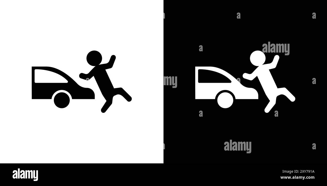 car Accident icon set in black and white color. simple flat vector Stock Vector Image & Art - Alamy