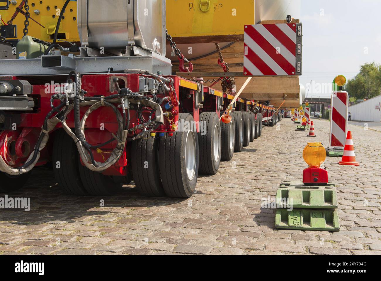 Traffic safety of a parked heavy goods trailer. Transport safety Stock ...