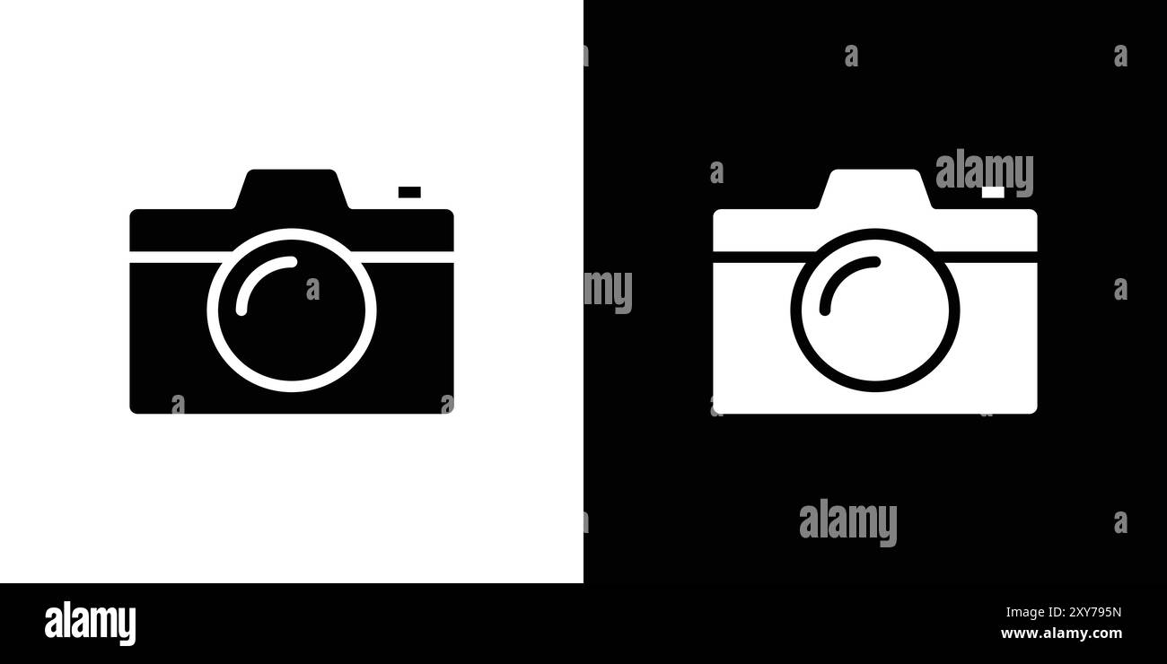 Camera icon set in black and white color. simple flat vector Stock ...
