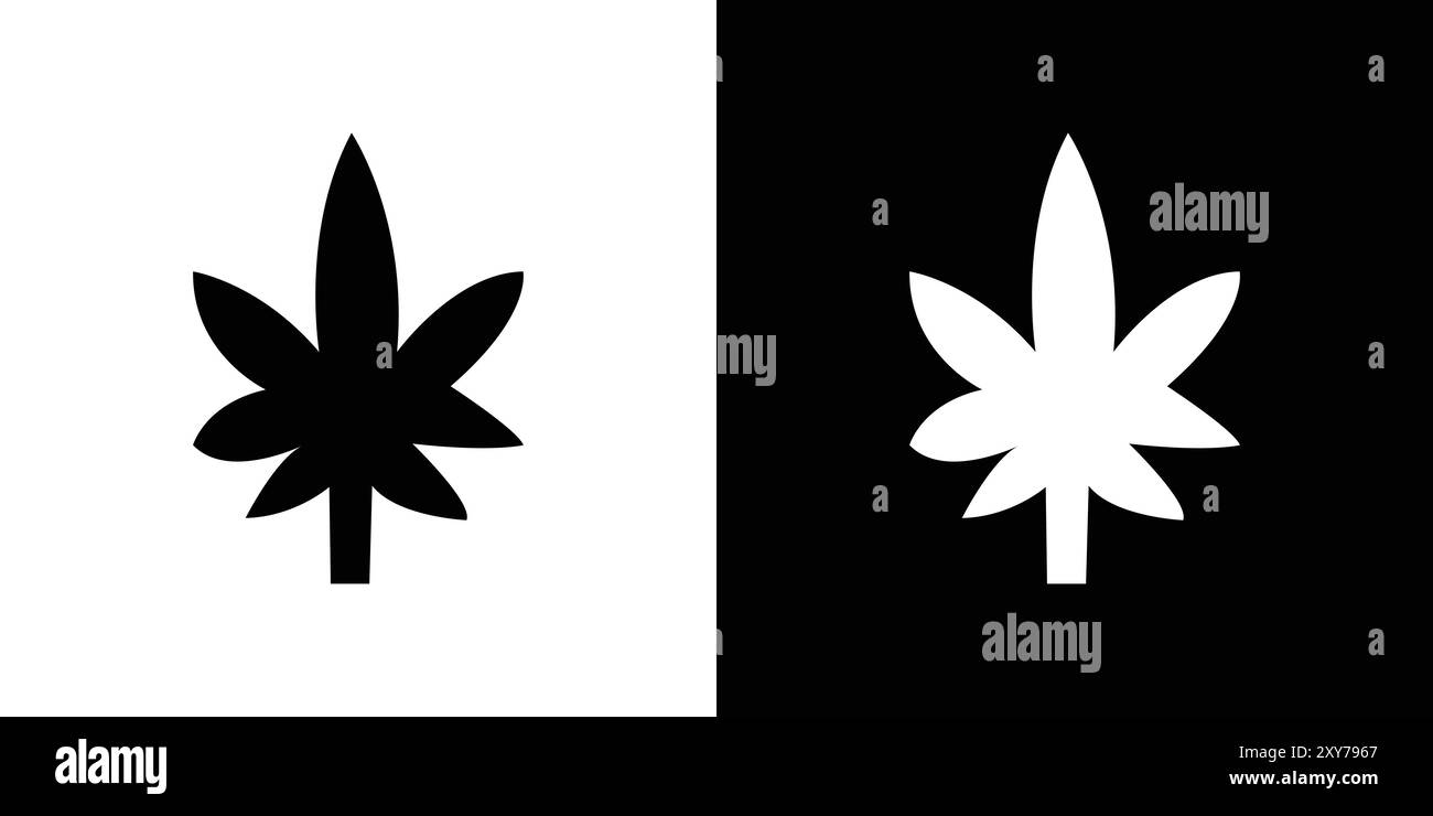 Cannabis leafs icon set in black and white color. simple flat vector Stock Vector Image & Art ...