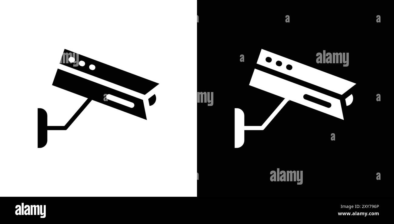 CCTV camera icon set in black and white color. simple flat vector Stock ...