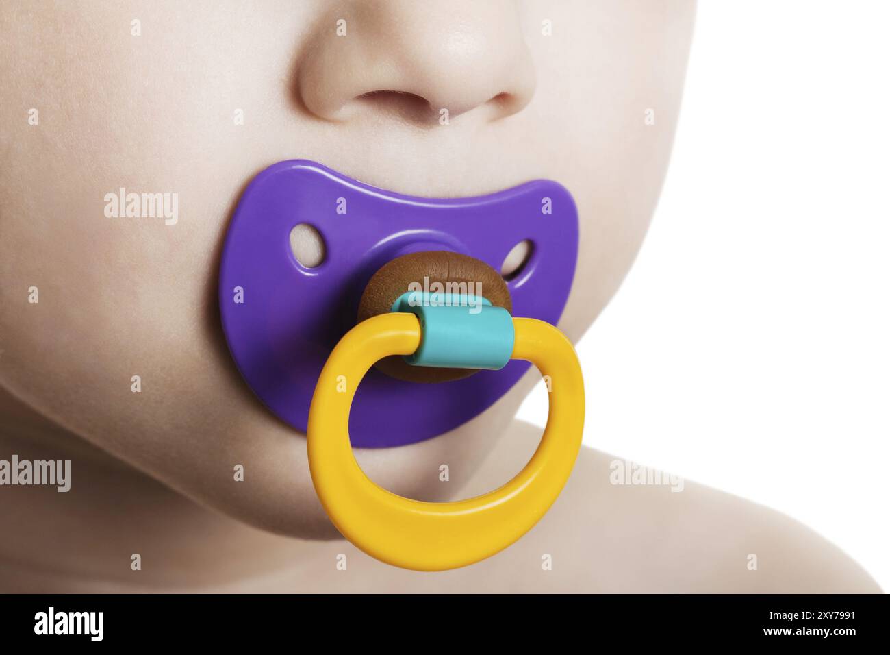 Little child boy and plastic baby soother pacifier Stock Photo - Alamy