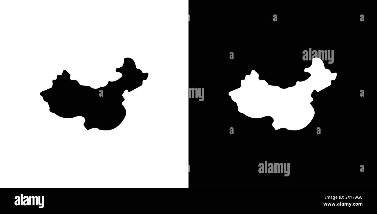 China vector outline map Black and White Stock Photos & Images - Alamy