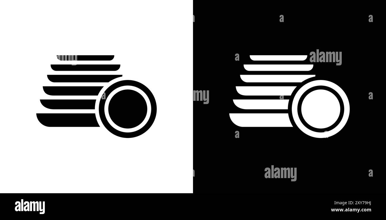 Clean stack plates icon set in black and white color. simple flat ...