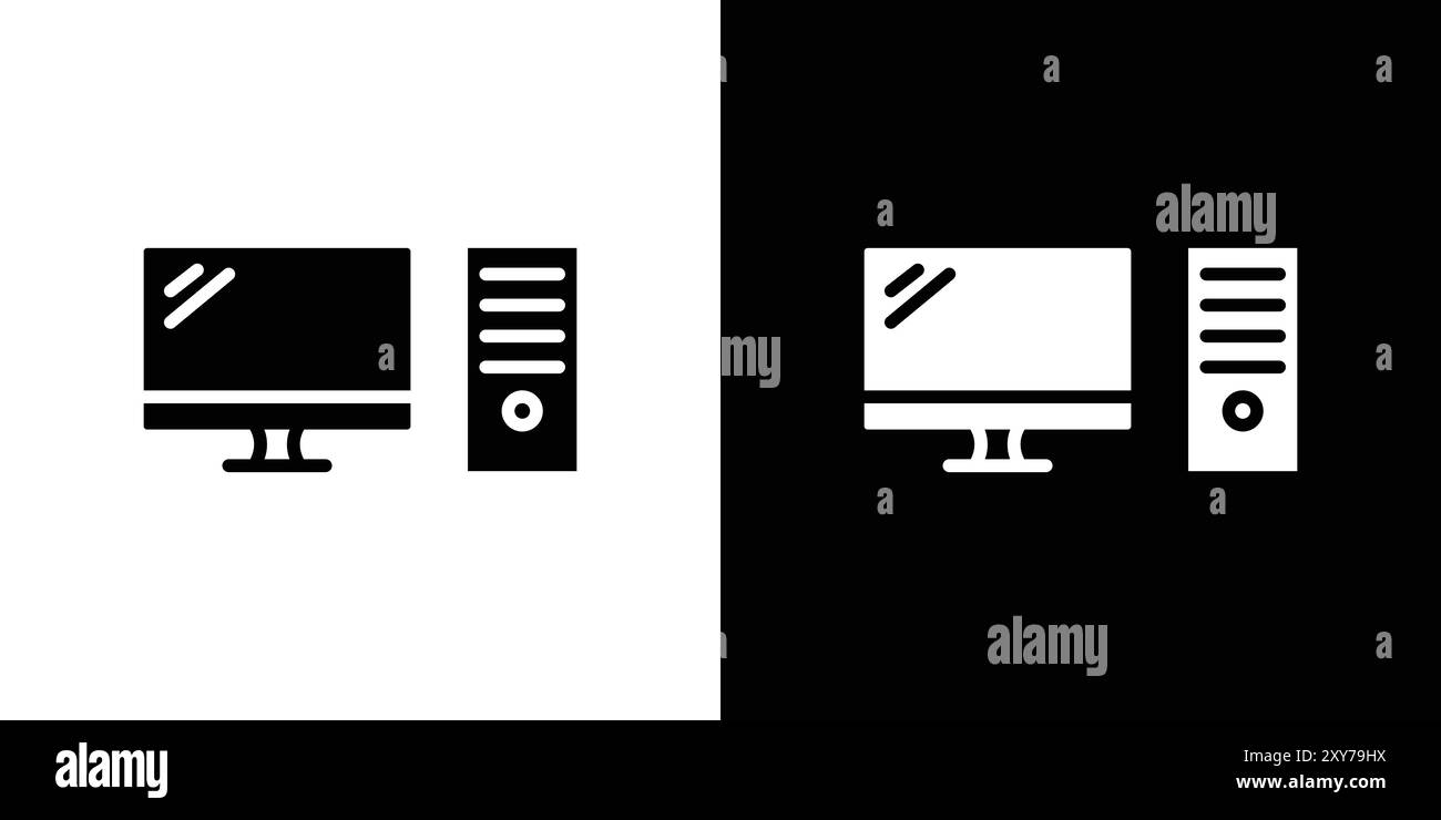 Computer Technology icon set in black and white color. simple flat ...