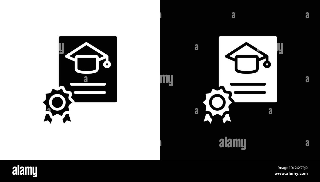 Certification diploma icon set in black and white color. simple flat ...
