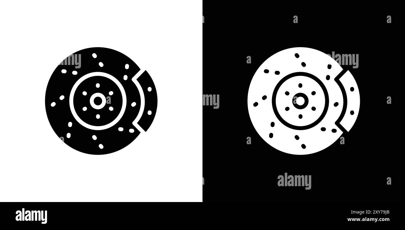 Car brake disk with caliper icon set in black and white color. simple flat vector Stock Vector ...