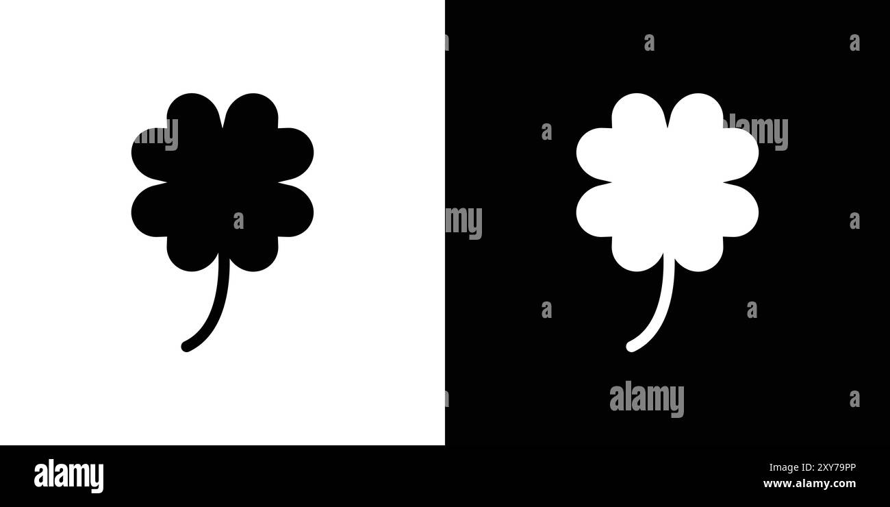 Clover icon set in black and white color. simple flat vector Stock ...