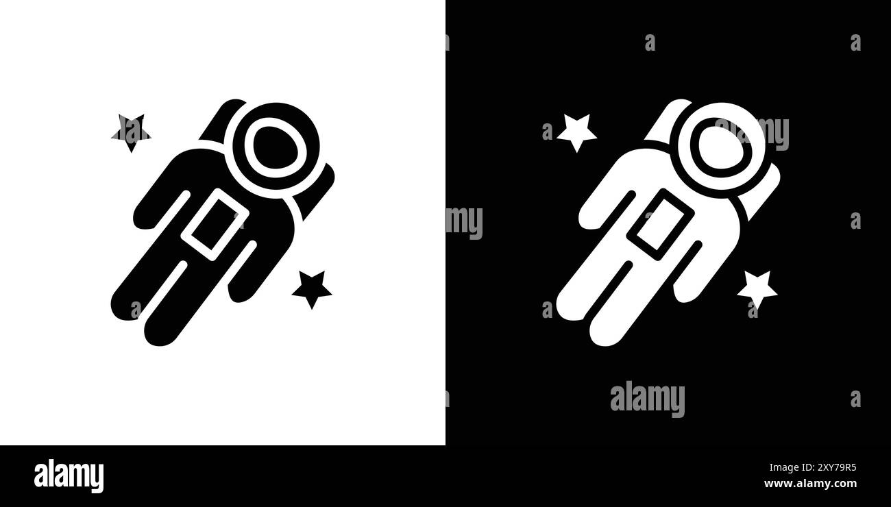 Cosmonaut icon set in black and white color. simple flat vector Stock ...