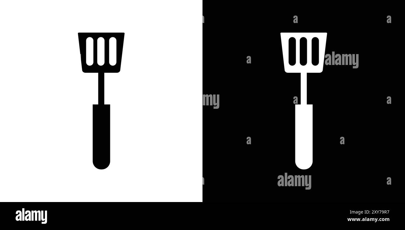 Cooking spatula icon set in black and white color. simple flat vector ...