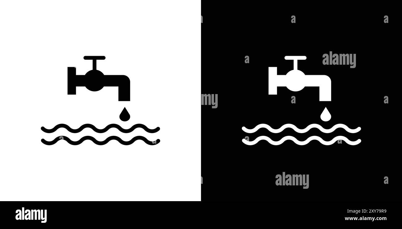 Faucet tap water icon set in black and white color. simple flat vector Stock Vector Image & Art ...