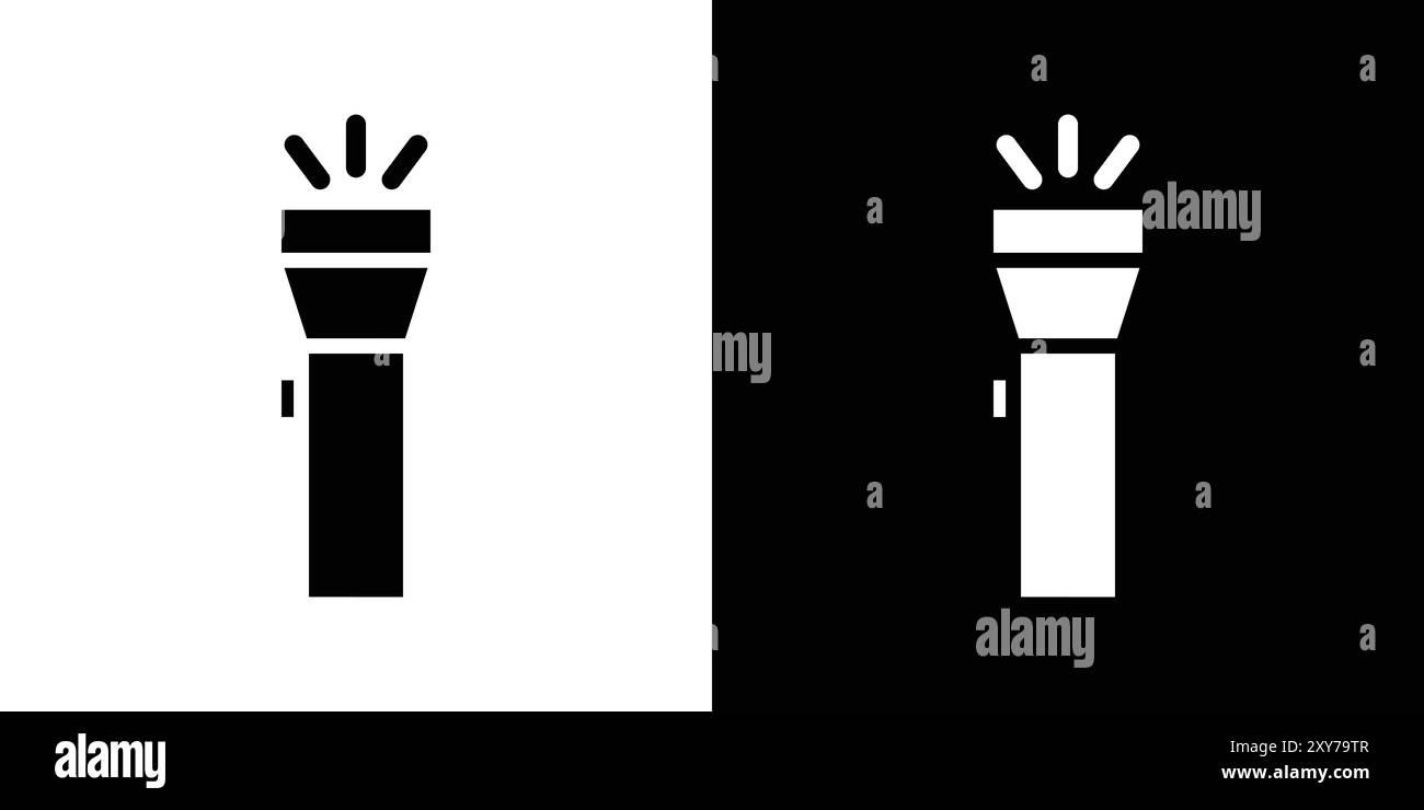Flashlight icon set in black and white color. simple flat vector Stock ...