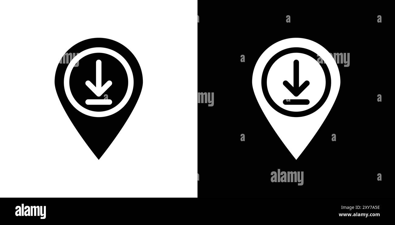 Download GPS map location icon set in black and white color. simple ...