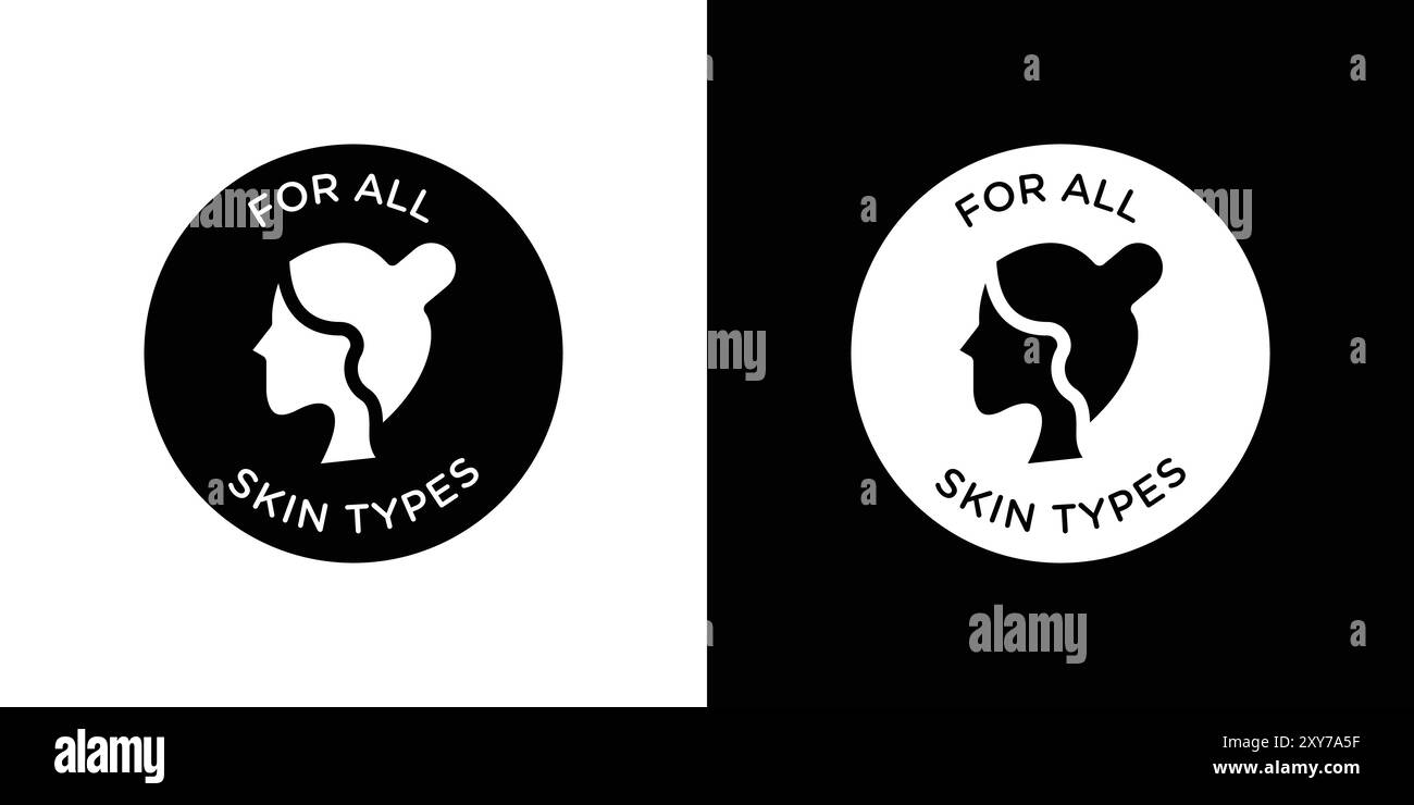 for all skin types icon set in black and white color. simple flat ...