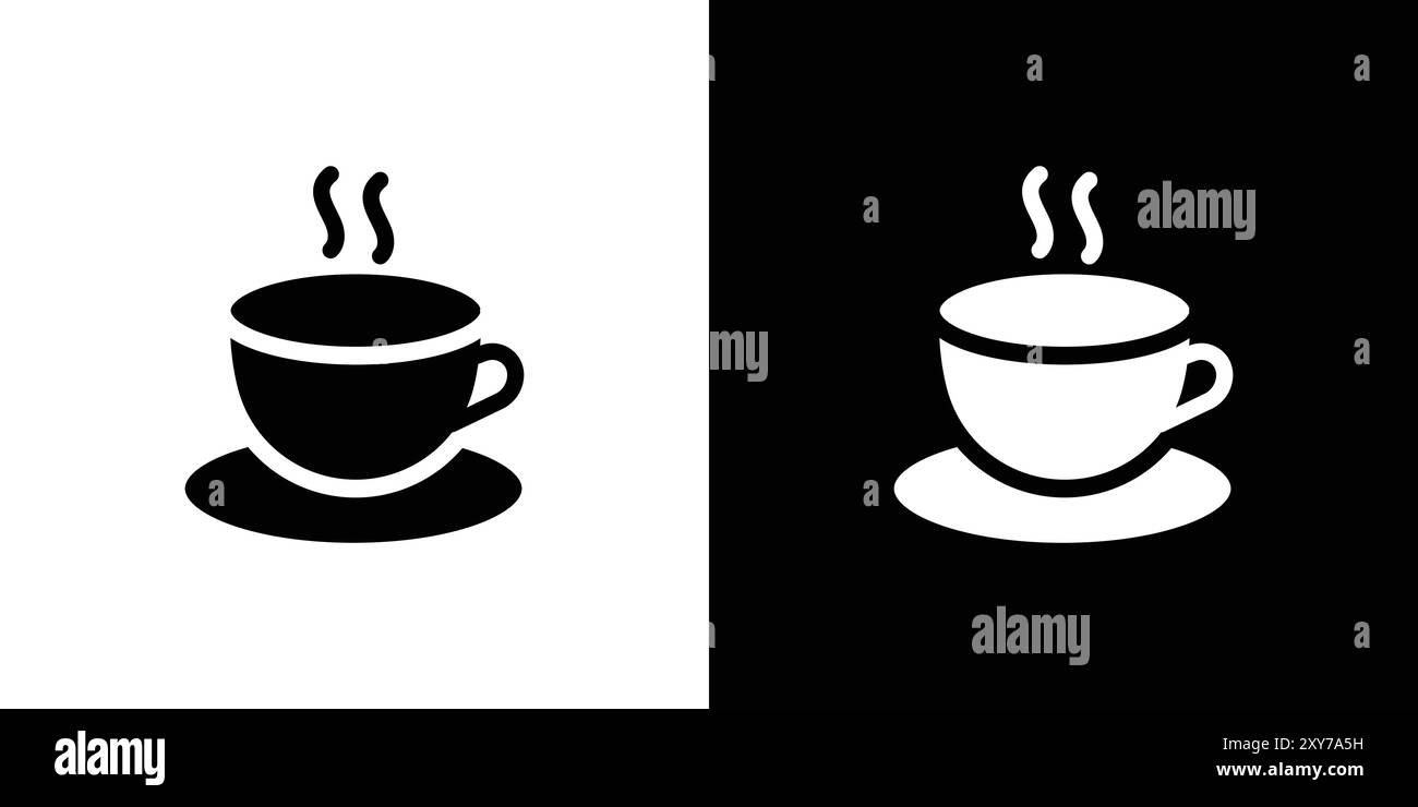 coffee cup icon set in black and white color. simple flat vector Stock ...