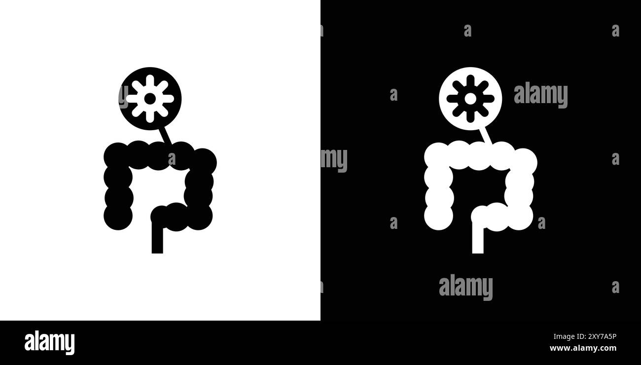 colorectral cancer icon set in black and white color. simple flat ...