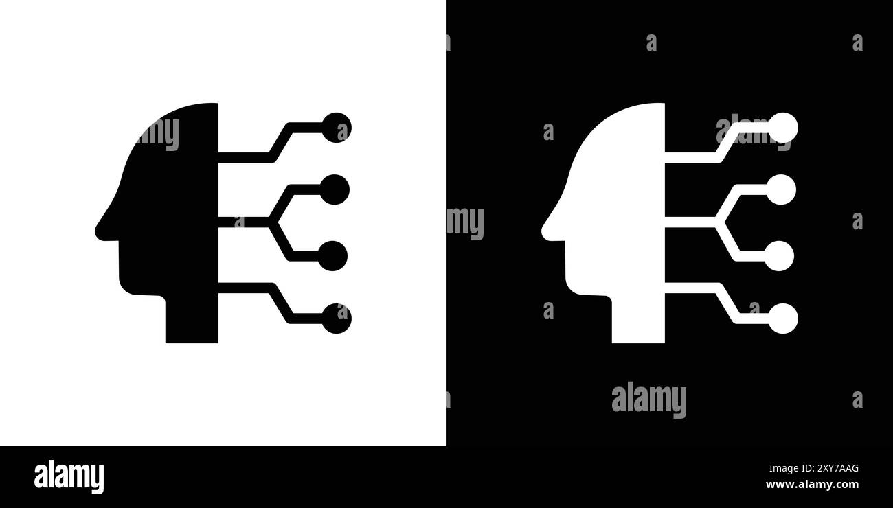 Cyborg icon set in black and white color. simple flat vector Stock ...