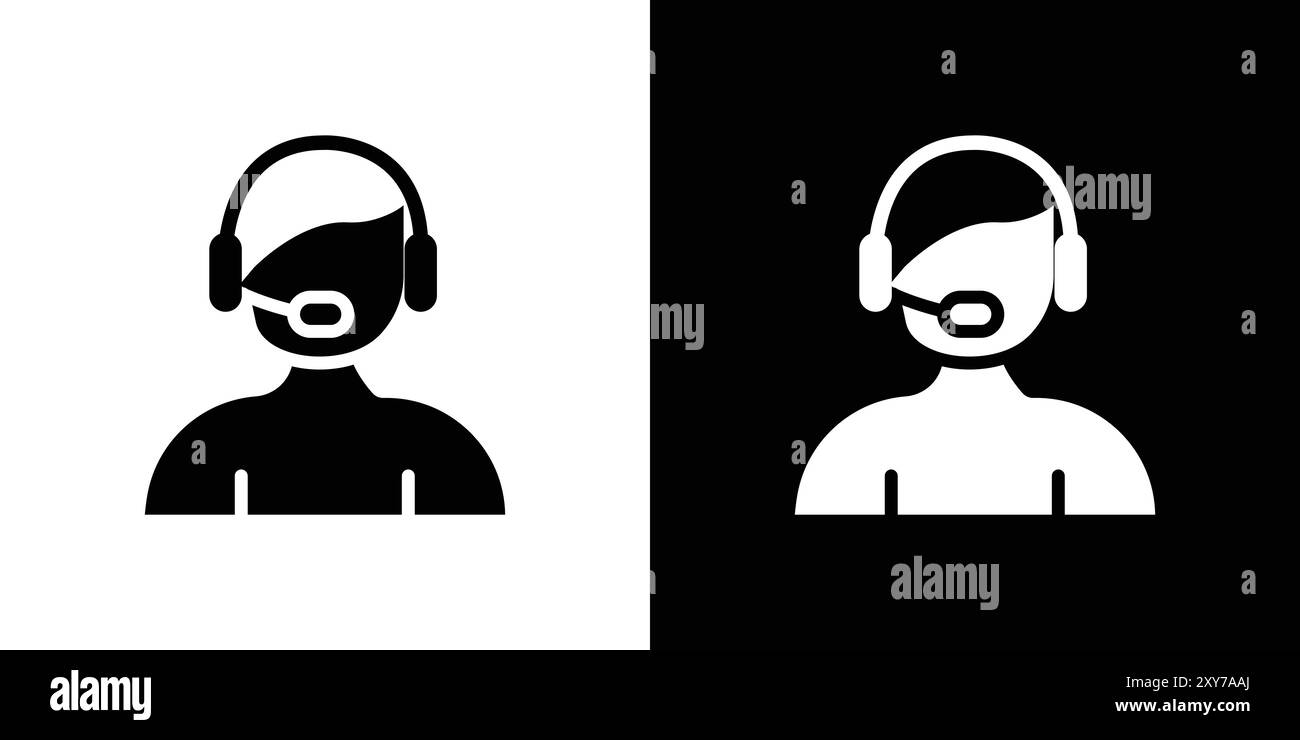 customer support icon set in black and white color. simple flat vector ...