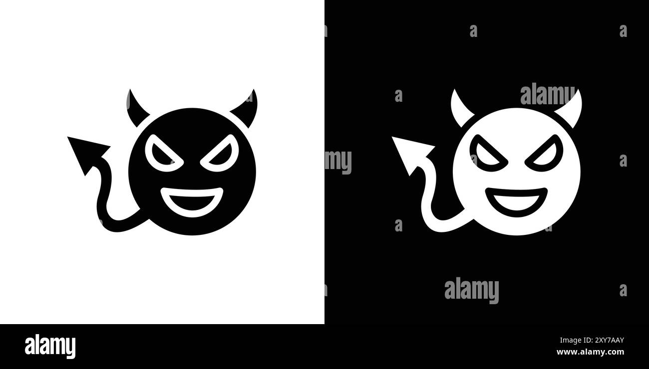 Demon devil icon set in black and white color. simple flat vector Stock ...